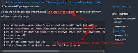 an exception with no useful message was encountered when manually