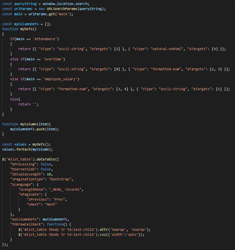 columndefs based on if condition — datatables forums