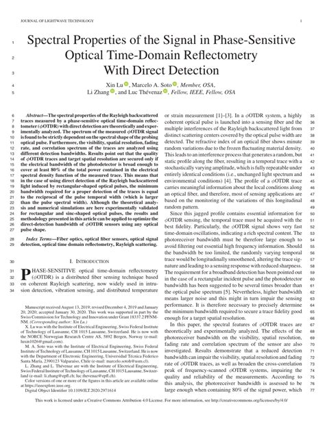 Pdf Spectral Properties Of The Signal In Phase Sensitive Optical Time