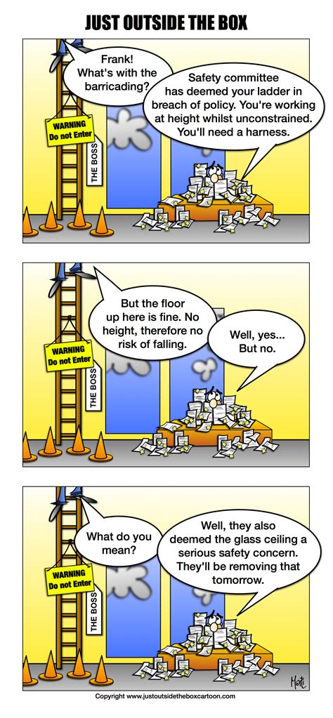 Glass Ceiling Just Outside The Box Cartoon