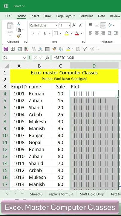 Best Example With Rept Formula And Playbill Font For Like Bar Chart In Excel Viral Exceltips