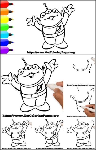 How To Draw Alien Ready For A Hug Toy Story Alien Drawings Disney