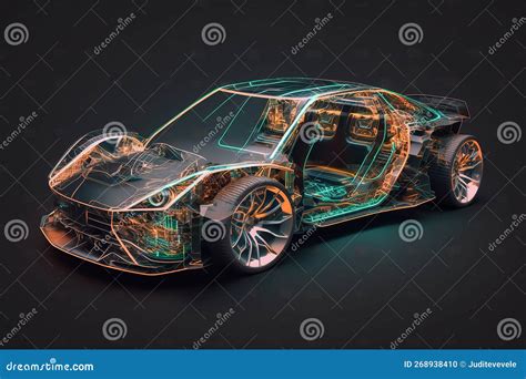 Electric Car Fictitious Model With Inner Parts Exposed Stock Illustration Illustration Of
