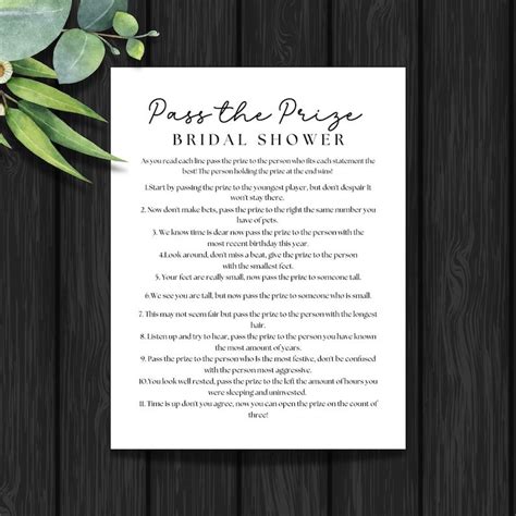 Pass The Prize Bridal Shower Game Pass The Parcel Game Pass The Poem