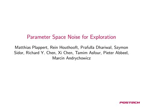 Parameter Space Noise For Exploration Pdf
