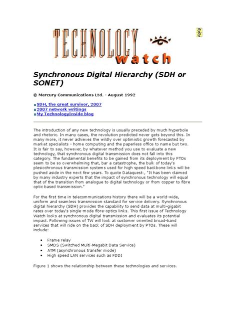 Synchronous Digital Hierarchysdh Wavelength Division Multiplexing