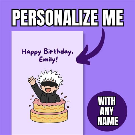Gojo Satoru Birthday Card Anime Custom Name Card For Jujutsu Kaisen