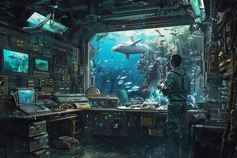 Scientist In A Deep Sea Exploration Submersible Premium AI Generated Image