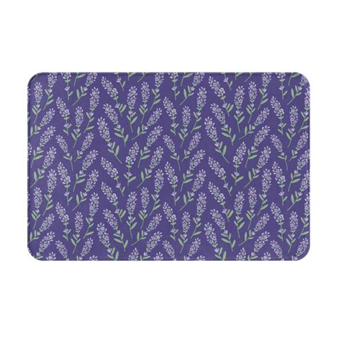 Balery Lavender Flowers Doormat Durable Flannel Fabric Waterproof