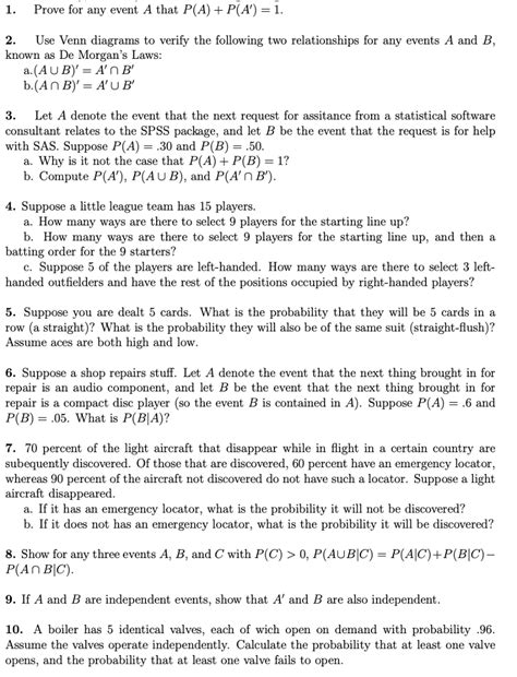 Solved 1 Prove For Any Event A That P A P A 1 2 Use Chegg Com