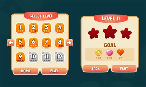Vector Game Ui Elements Set Of Select Level And Level Start Popup With