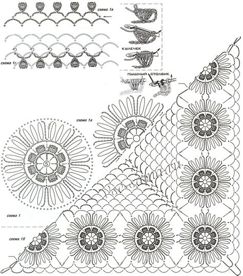 Шаль крючком секционка
