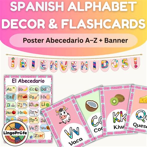 Spanish Alphabet Decor And Flashcards Alfabeto Az Banner Ready To