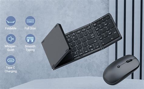 Foldable Keyboard And Mouse For Laptop Travel Bluetooth Folding