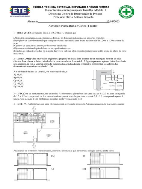 Atividade De Planta Baixa E Cortes Pdf