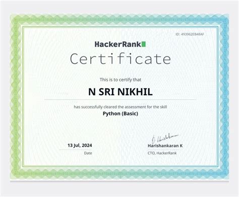 Namala Sri Nikhil On Linkedin Python Certification Hackerrank Coding Programming Learning