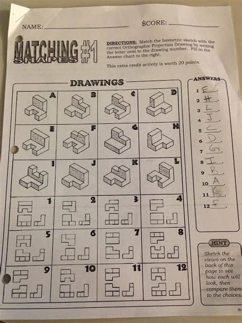 Basics Of 3d Visualizations Orthographic Projection Practice For Architect V01 Worksheets