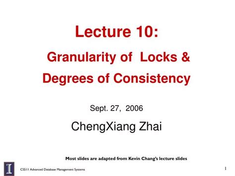 ppt lecture 10 granularity of locks and degrees of consistency