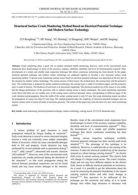 Pdf Structural Surface Crack Monitoring Method Based On Electrical