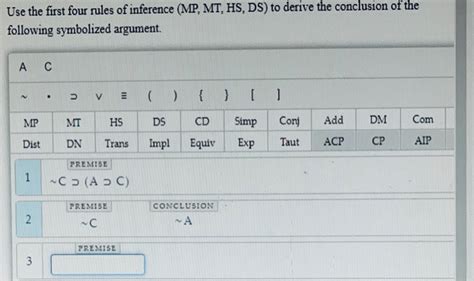solved use the first four rules of inference mp mt hs