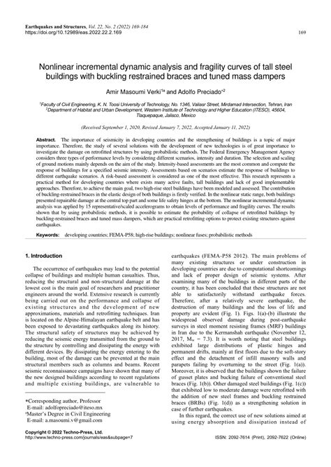 Pdf Nonlinear Incremental Dynamic Analysis And Fragility Curves Of Tall Steel Buildings With