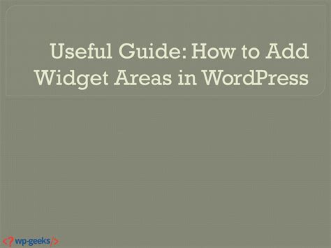 Know How To Add Widget Areas In WordPress By Tracey Jones Issuu