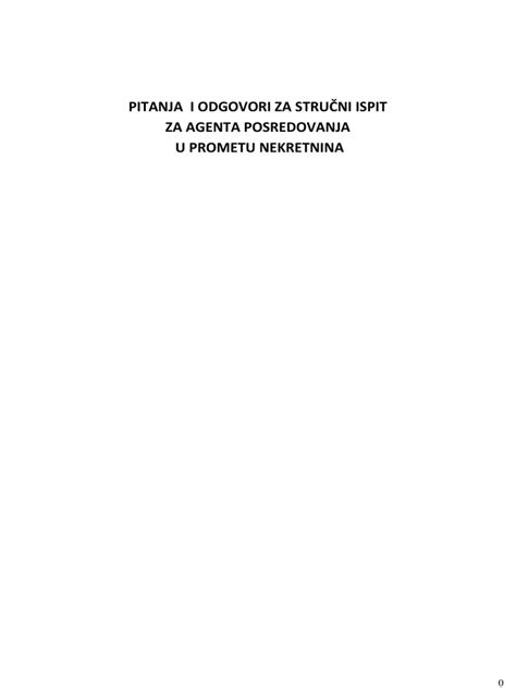 Strucni Ispit Agent Nekretnine Pdf