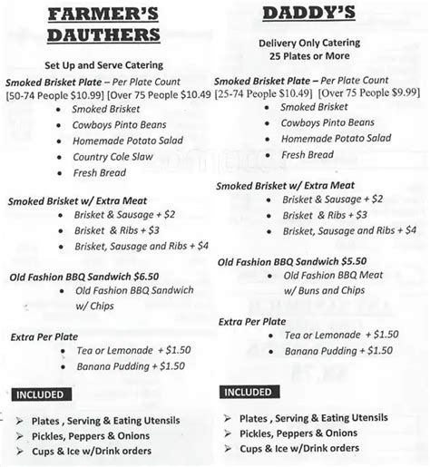 Menu At Poor Daddys Smokehouse Bbq North Richland Hills