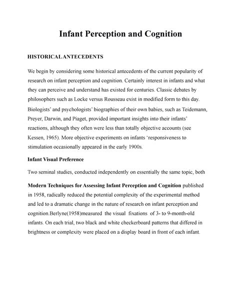 Psychology Infant Perception And Cognition Infant Perception And