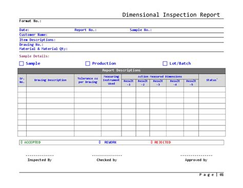 Dimensional Inspection Report Sample Production Lotbatch Pdf