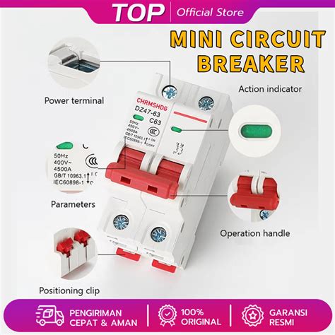 Jual 【ready Ya】mcb Listrik Inscom 2p 6a 10a 16a 25a 63a Mini Circuit Breaker 2 Phase 2 Pole