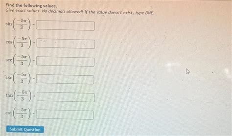 Solved Find The Following Values For 5pi 3 Please Find Chegg Com