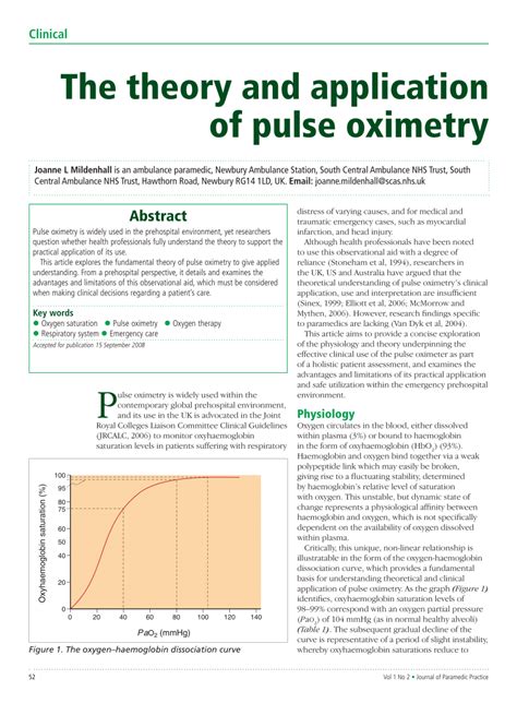 Pdf The Theory And Application Of Pulse Oximetry