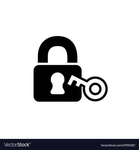 Security Padlock With Key Line Style Icon Vector Image