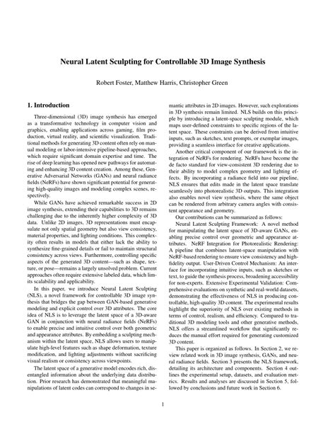 Pdf Neural Latent Sculpting For Controllable 3d Image Synthesis