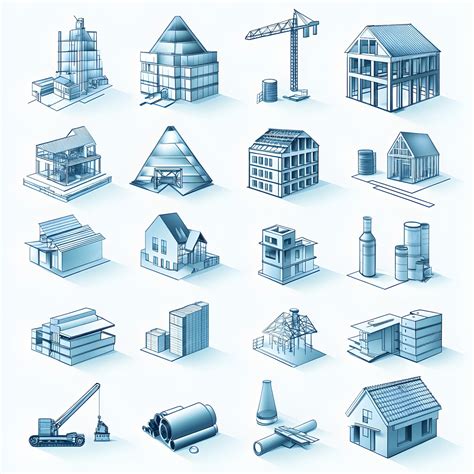 A Set Of Structure Icons Featuring Symbols Of Construction Frameworks Organizational Systems And