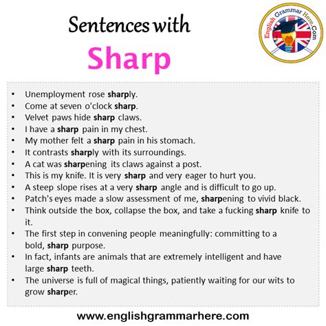 sentences with sharp sharp in a sentence in english sentences for