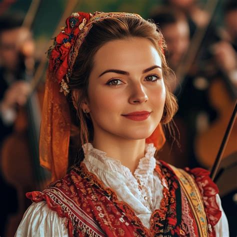 Cultural Beauty Closeup Of A Polish Lady In Traditional Attire