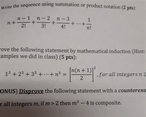 Solved Ce The Sequence Using Summation Or Product Notation