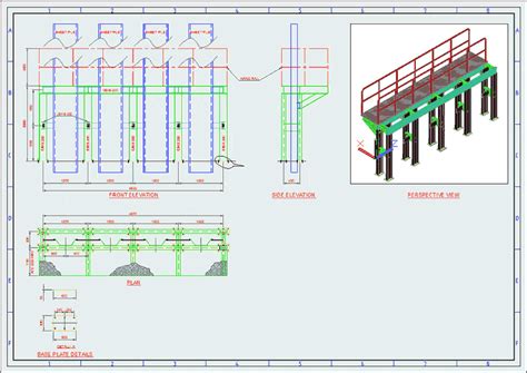 Steel Walkway Platform Structure Dwg Block For Autocad • Designscad