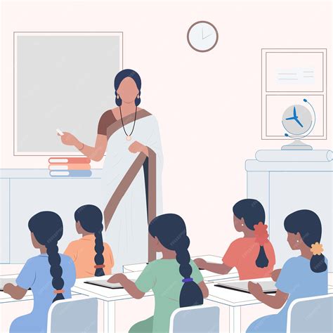 Premium Vector Indian Teacher In A Classroom Full Of Students
