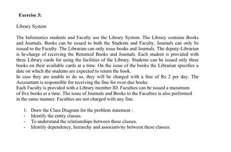 Solved Exercise Library System The Informatics Students Chegg