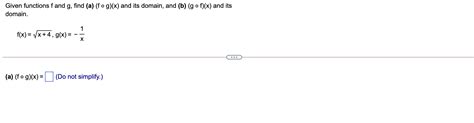 solved given functions f and g find a fog x and its