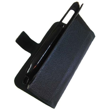 Premium Leather Caller ID Flip Case Cover For HTC Desire V Black