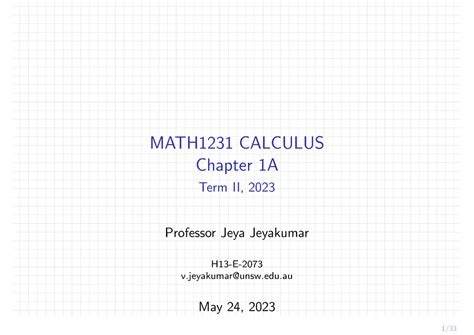 Chap1a 1231 2023 Math1231 Calculus Chapter 1a Term Ii 2023 Professor Jeya Jeyakumar H13 E