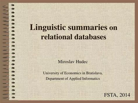 ppt linguistic summaries on relational databases powerpoint