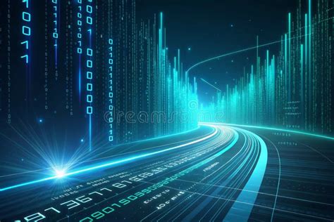 Futuristic Technology Background Digital Data Stream Binary Computer Code Generated By Ai