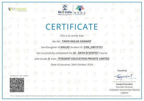 tanvi sawant on linkedin ai datascience achievement skillindia itvedant