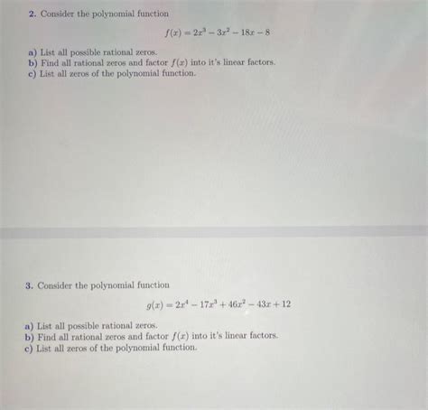 Solved 2 Consider The Polynomial Function Chegg Com