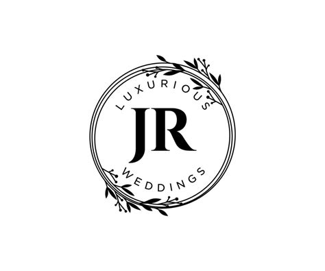 Jr Initials Letter Wedding Monogram Logos Template Hand Drawn Modern